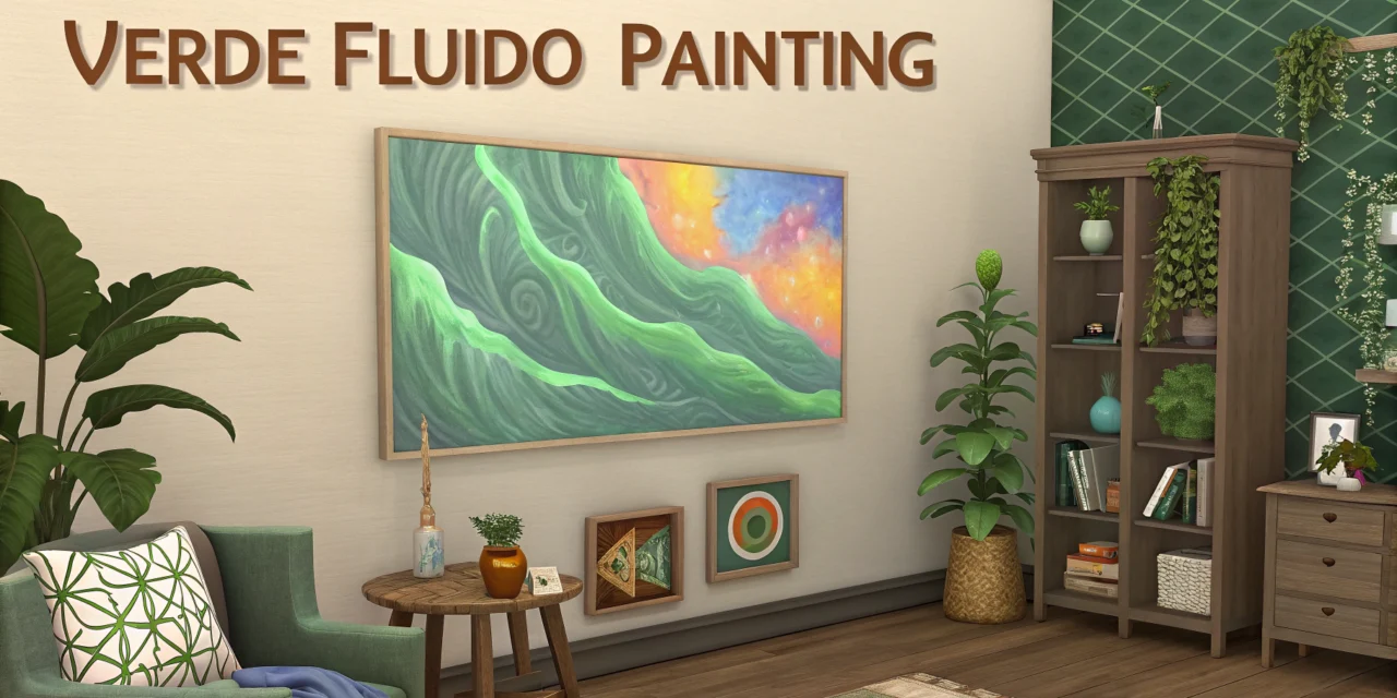 Download the Sims 4 Verde Fluido Painting Mod ⇒ Add Boho Art Today